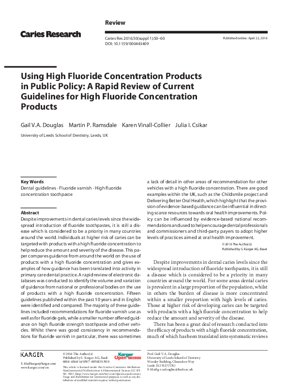 (PDF) Using High Fluoride Concentration Products in Public Policy: A ...