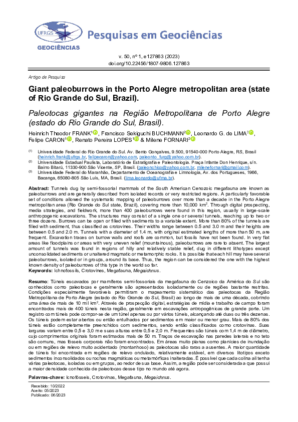 (PDF) Giant paleoburrows in the Porto Alegre metropolitan area (state ...