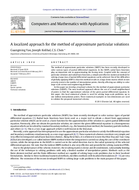 (PDF) A localized approach for the method of approximate particular ...