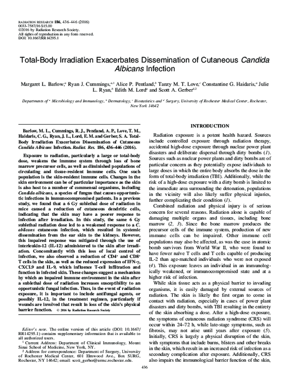 (PDF) Total-Body Irradiation Exacerbates Dissemination of Cutaneous ...