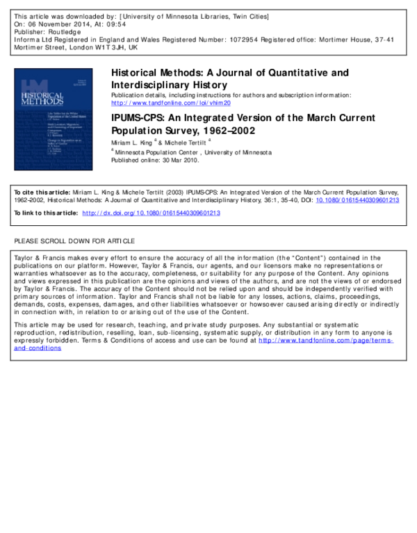 (PDF) IPUMS-CPS: An Integrated Version of the March Current Population ...