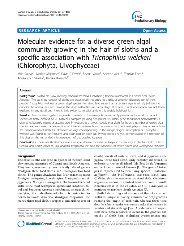 (PDF) Molecular evidence for a diverse green algal community growing in ...