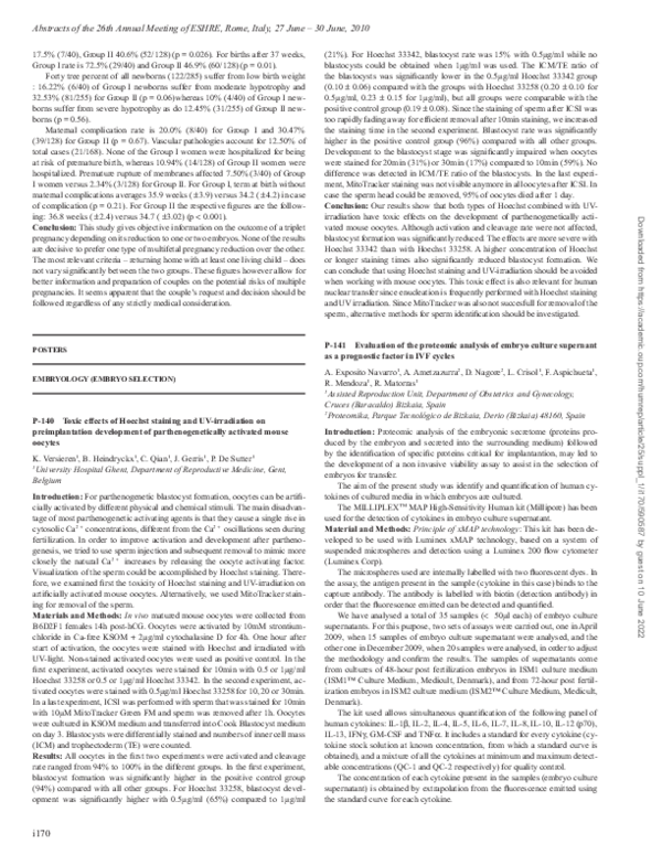 (PDF) Posters * Embryology (Embryo Selection)