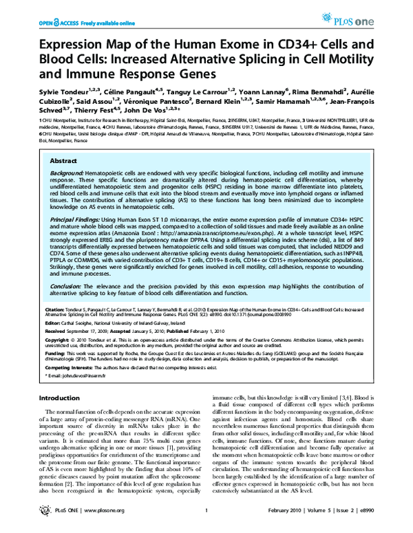 (PDF) Expression Map of the Human Exome in CD34+ Cells and Blood Cells ...