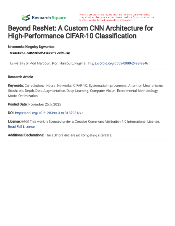 (PDF) Beyond ResNet: A Custom CNN Architecture for High-Performance ...