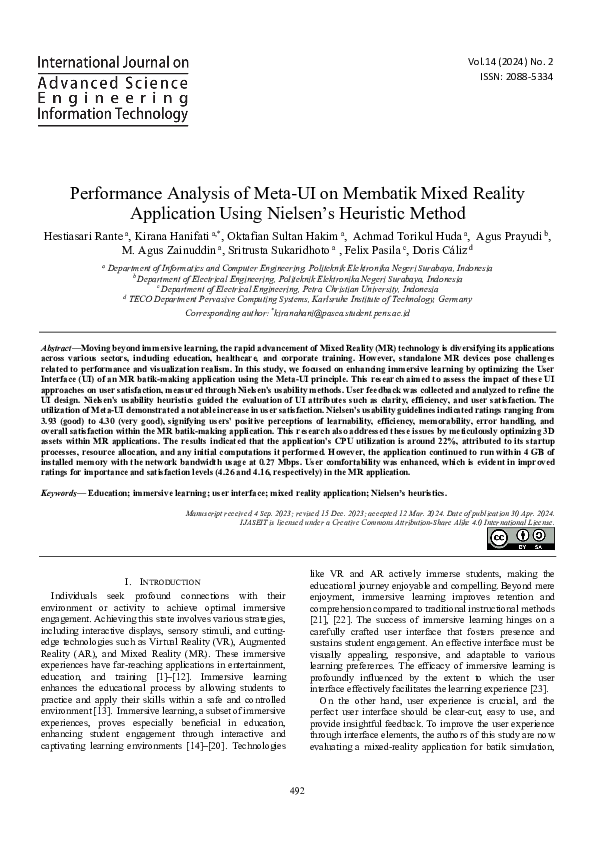(PDF) Performance Analysis of Meta-UI on Membatik Mixed Reality ...