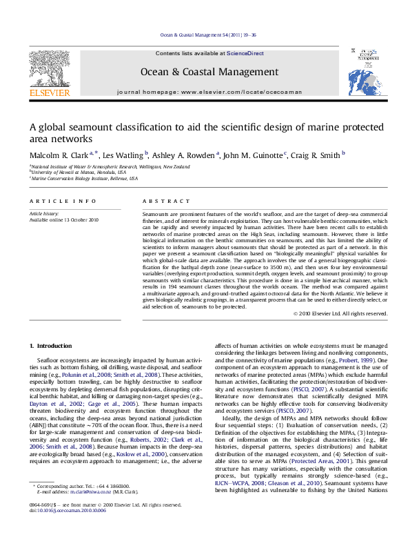 (PDF) A global seamount classification to aid the scientific design of ...