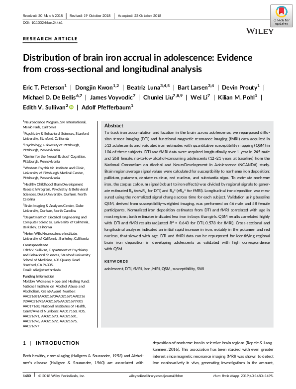 (PDF) Distribution of brain iron accrual in adolescence: Evidence from ...