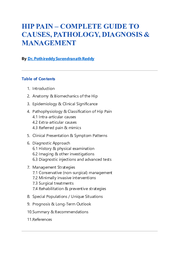 (PDF) HIP PAIN -COMPLETE GUIDE TO CAUSES, PATHOLOGY, DIAGNOSIS & MANAGEMENT