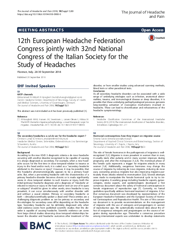 (PDF) 12th European Headache Federation Congress jointly with 32nd ...