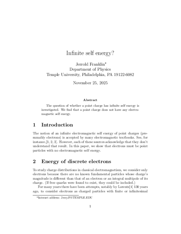 (PDF) Infinite self energy