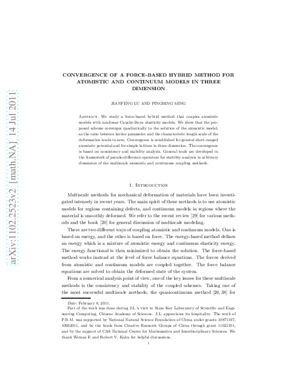 (PDF) Convergence of a Force-Based Hybrid Method in Three Dimensions