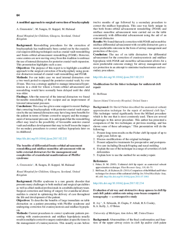(PDF) Modifications for the fisher technique for unilateral cleft repair