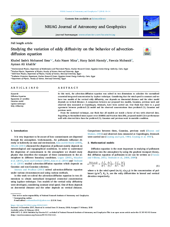 (PDF) NRIAG Journal of Astronomy and Geophysics