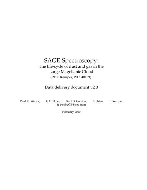 (PDF) SAGE-Spectroscopy: The life cycle of dust and gas in the Large ...