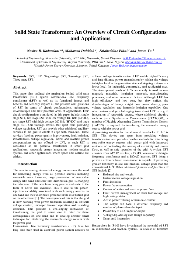 (PDF) Solid state transformer: an overview of circuit configurations ...