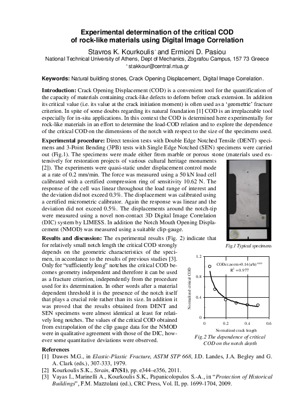 (PDF) Experimental determination of the critical COD of rock-like ...