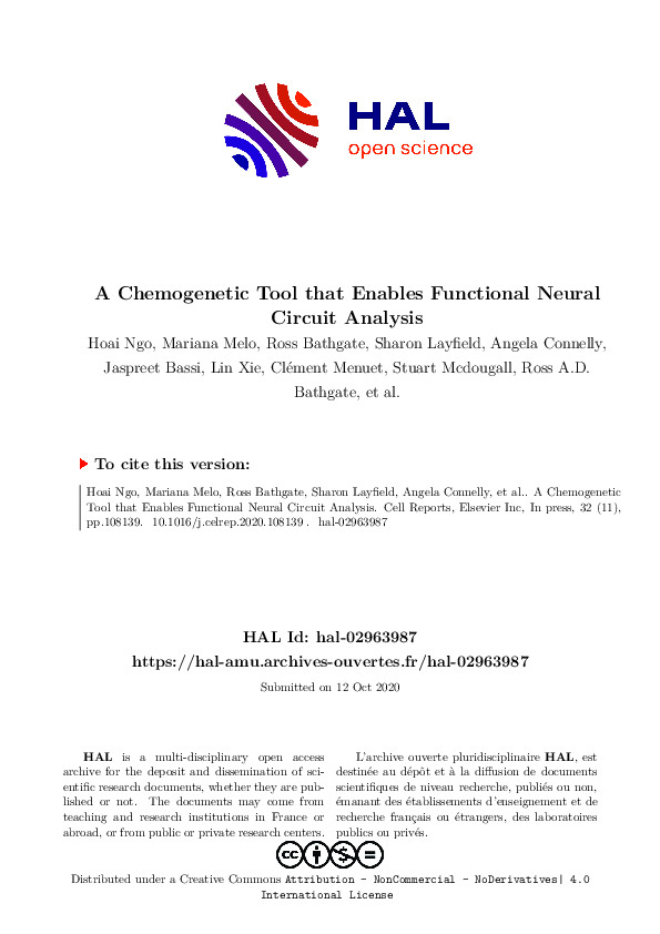 (PDF) A Chemogenetic Tool that Enables Functional Neural Circuit Analysis