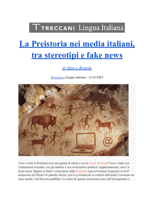 (PDF) LA PREISTORIA NEI MEDIA ITALIANI, TRA STEREOTIPI E FAKE NEWS