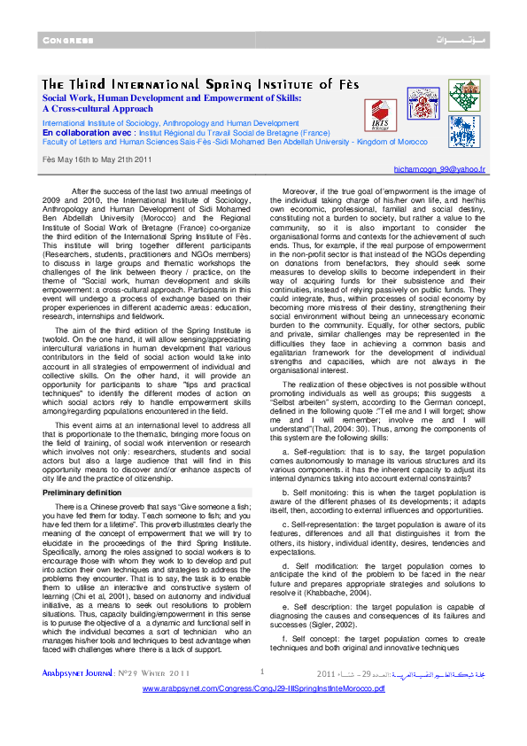 (PDF) Social Work, Human Development and Empowerment of Skills: A Cross ...