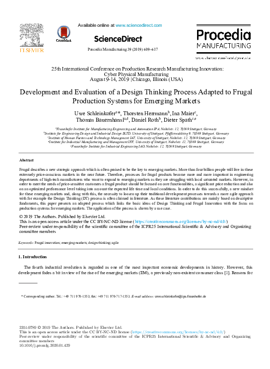 (PDF) Development and Evaluation of a Design Thinking Process Adapted ...