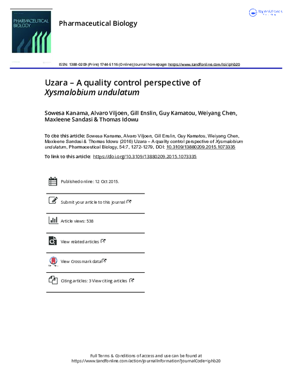 (PDF) Uzara – A quality control perspective of Xysmalobium undulatum