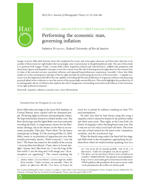 (PDF) Performing the economic man, governing inflation