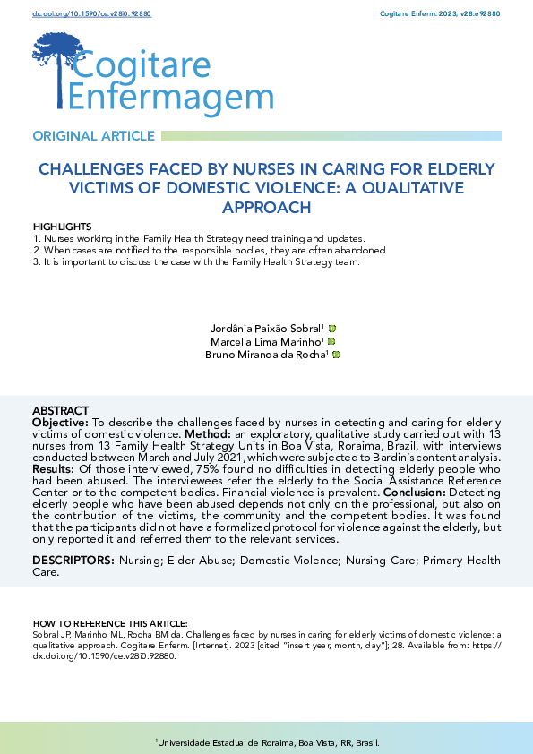 (PDF) Challenges Faced by Nurses in Caring for Elderly Victims of ...