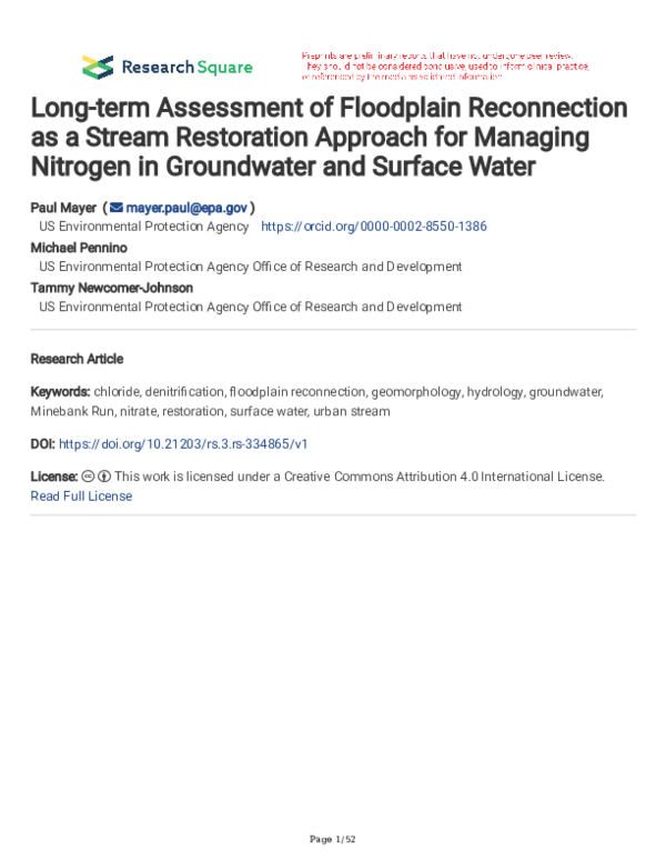 (PDF) Long-term Assessment of Floodplain Reconnection as a Stream ...