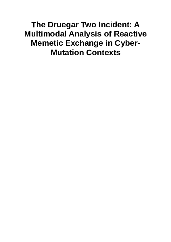 (PDF) The Druegar Two Incident: A Multimodal Analysis of Reactive ...