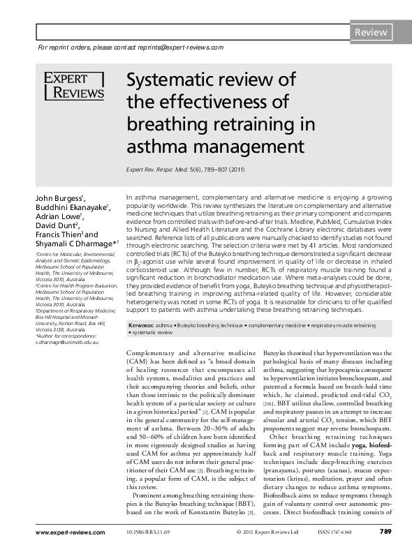 (PDF) Systematic review of the effectiveness of breathing retraining in ...