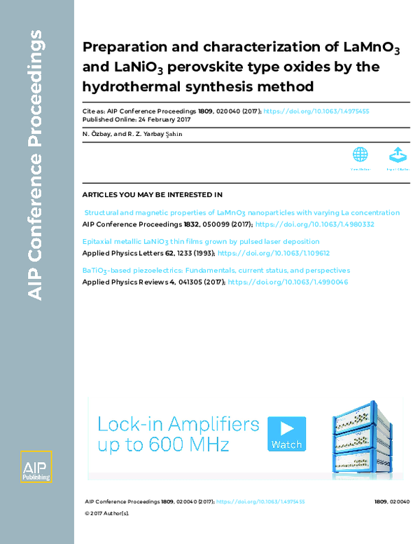 (PDF) Preparation and characterization of LaMnO3 and LaNiO3 perovskite ...