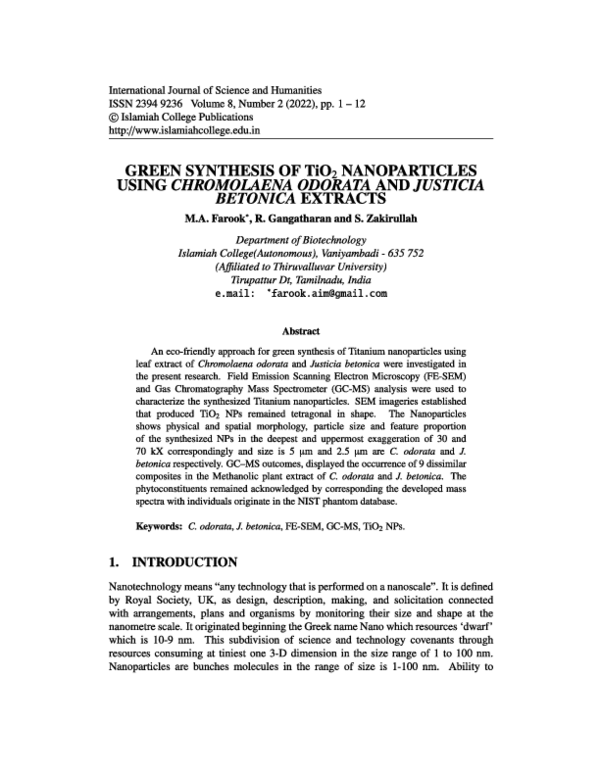(PDF) . Green Synthesis of TiO2 Nanoparticles using Chromolaena odorata ...