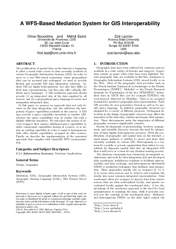 (PDF) A WFS-based mediation system for GIS interoperability