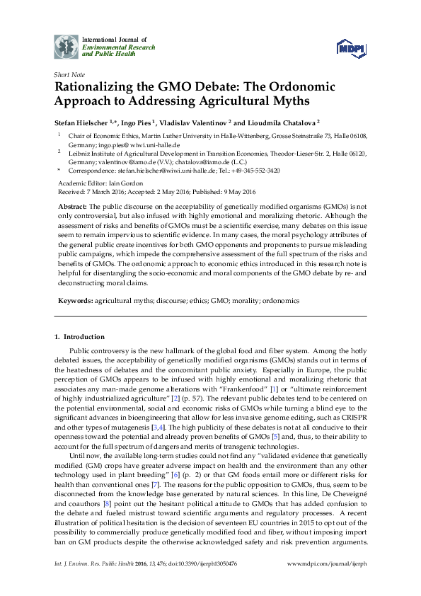 (PDF) Rationalizing the GMO Debate: The Ordonomic Approach to ...