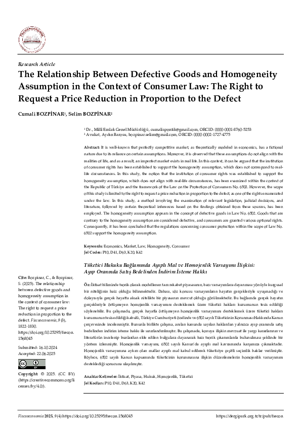 (PDF) The Relationship Between Defective Goods and Homogeneity ...