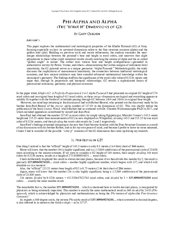 (PDF) Phi -Alpha and Alpha (The "What If" Dimensions of G2