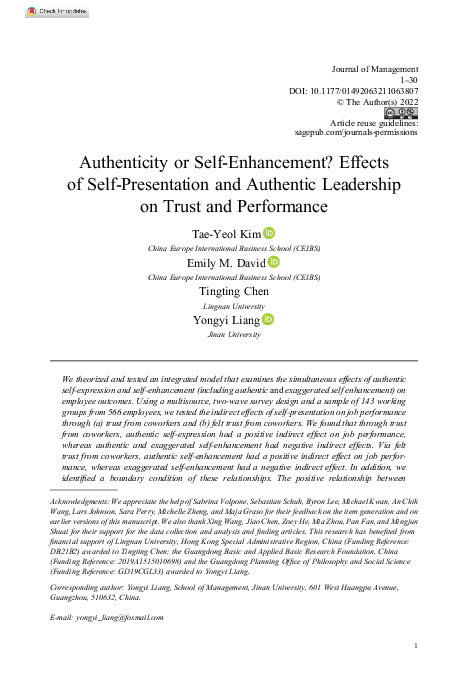(PDF) Authenticity or Self-Enhancement? Effects of Self-Presentation ...