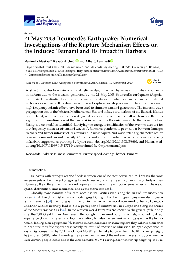 (PDF) 21 May 2003 Boumerdès Earthquake: Numerical Investigations of the ...