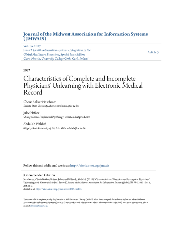 (PDF) Characteristics of Complete and Incomplete Physicians’ Unlearning ...