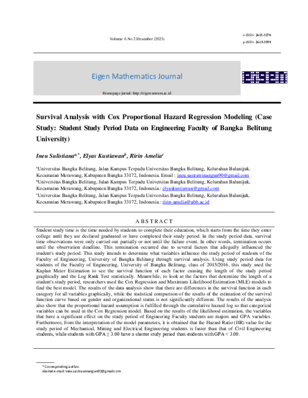 (PDF) Model Regresi Cox Untuk Data Masa Studi (Studi Kasus: Data Masa Studi Mahasiswa Fakultas ...