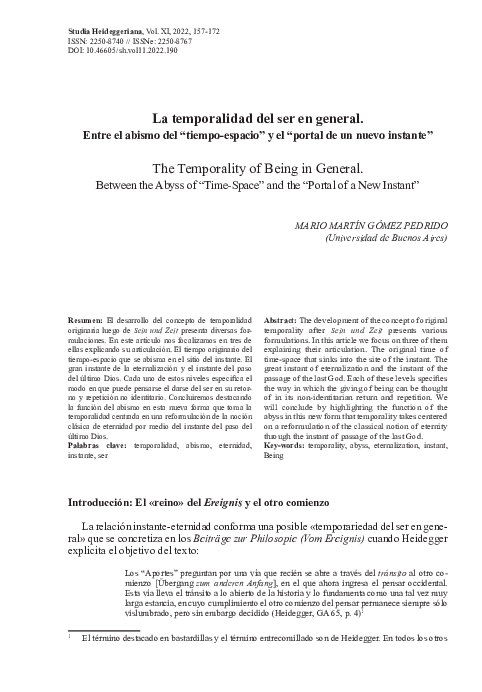 (PDF) La temporalidad del ser en general