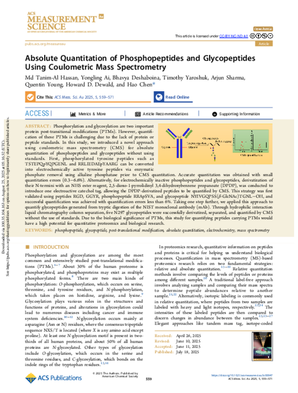(PDF) Absolute Quantitation of Phosphopeptides and Glycopeptides Using ...