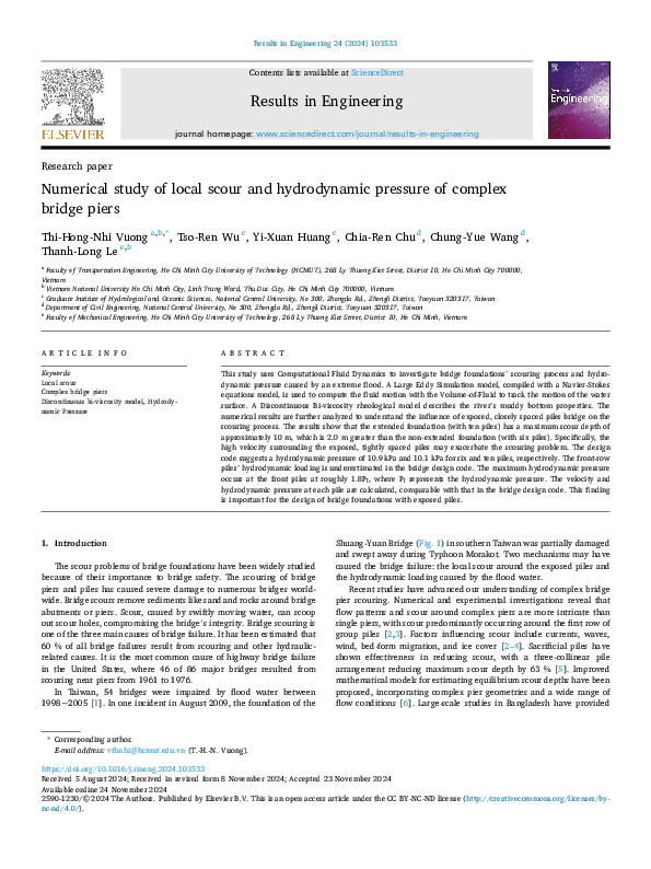 (PDF) Numerical study of local scour and hydrodynamic pressure of ...
