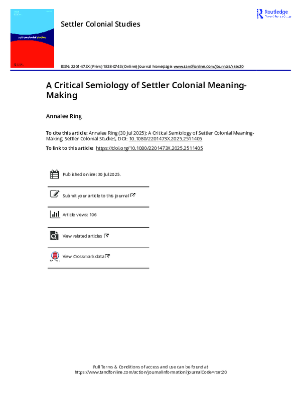 (PDF) A Critical Semiology of Settler Colonial Meaning-Making