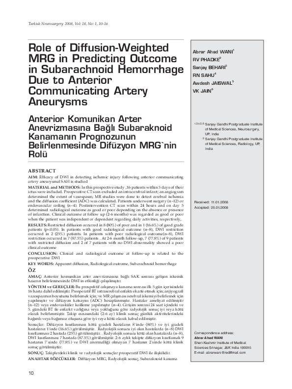 (PDF) Role of diffusion-weighted MRG in predicting outcome in ...