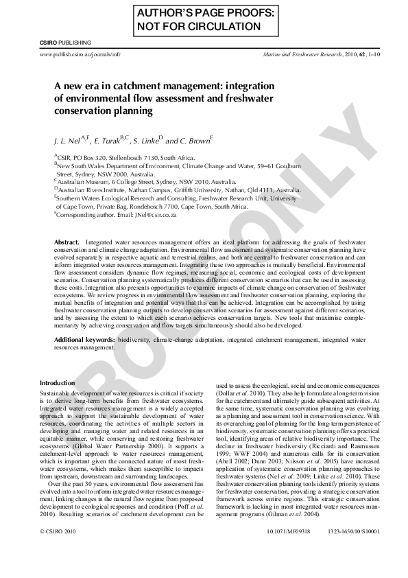 (PDF) Integration of environmental flow assessment and freshwater ...