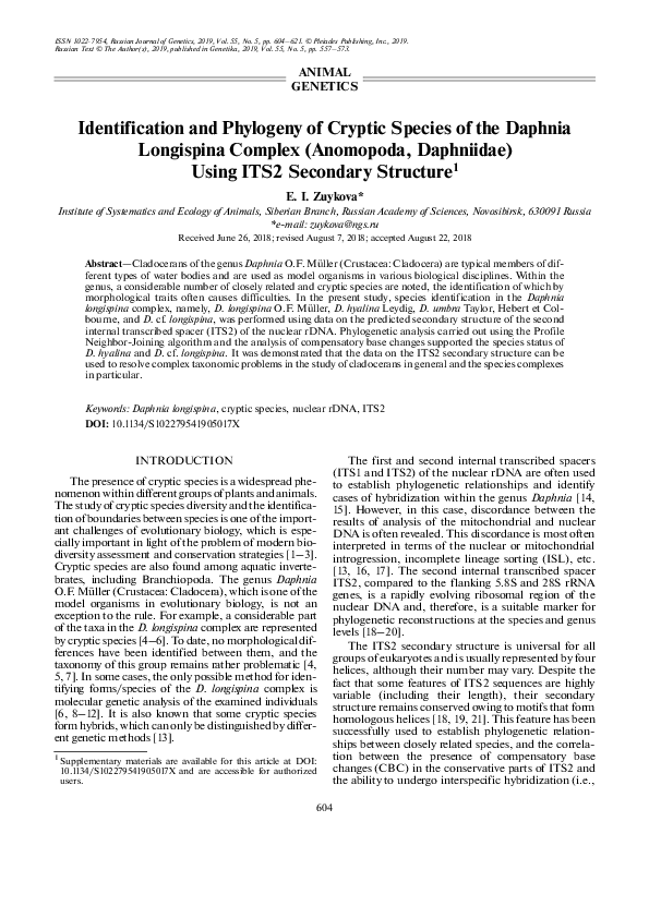 (PDF) Identification and Phylogeny of Cryptic Species of the Daphnia ...