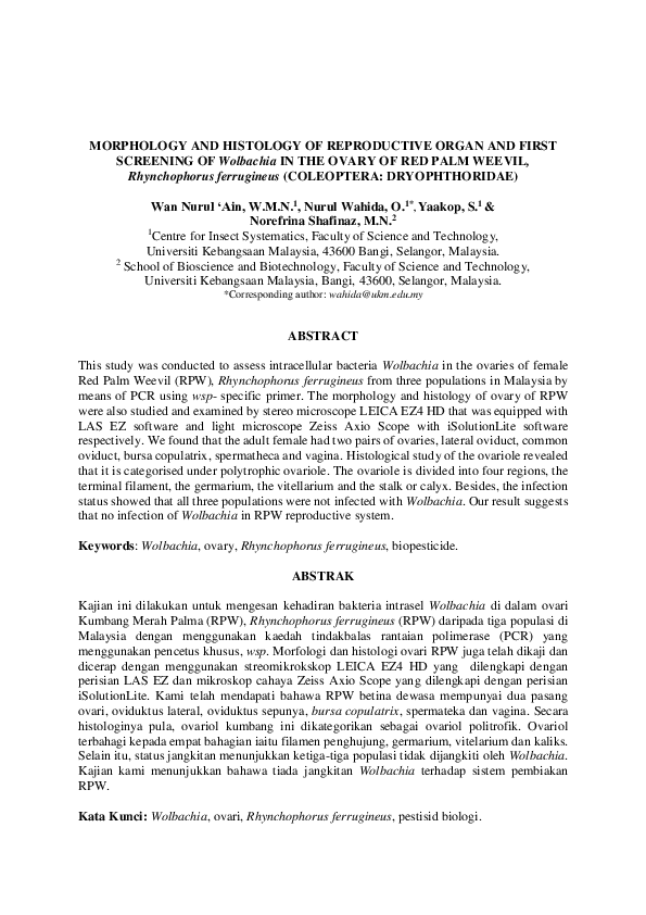 (PDF) MORPHOLOGY AND HISTOLOGY OF REPRODUCTIVE ORGAN AND FIRST ...
