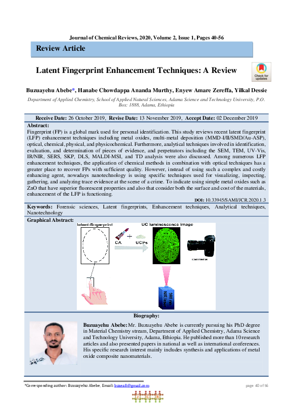 (PDF) Latent Fingerprint Enhancement Techniques: A Review